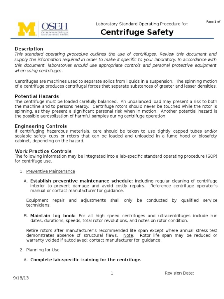 Centrifuge Safety | Centrifuge | Personal Protective Equipment
