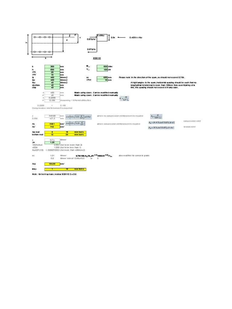 BS8110 RC Beam Design | PDF
