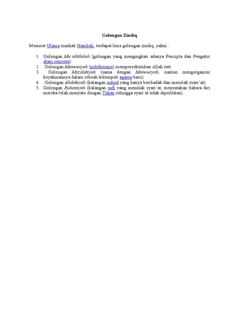 Golongan Zindiq | PDF | Agama & Spiritualitas