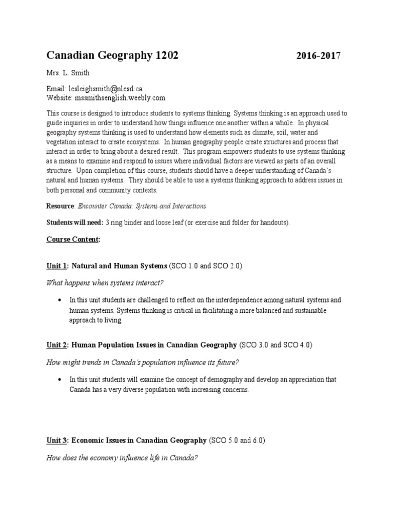 Canadian Geography Course Overview 1202 | PDF | Career & Growth ...