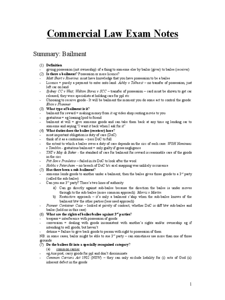 Commercial Law Exam Notes | PDF | Guarantee | Law Of Agency