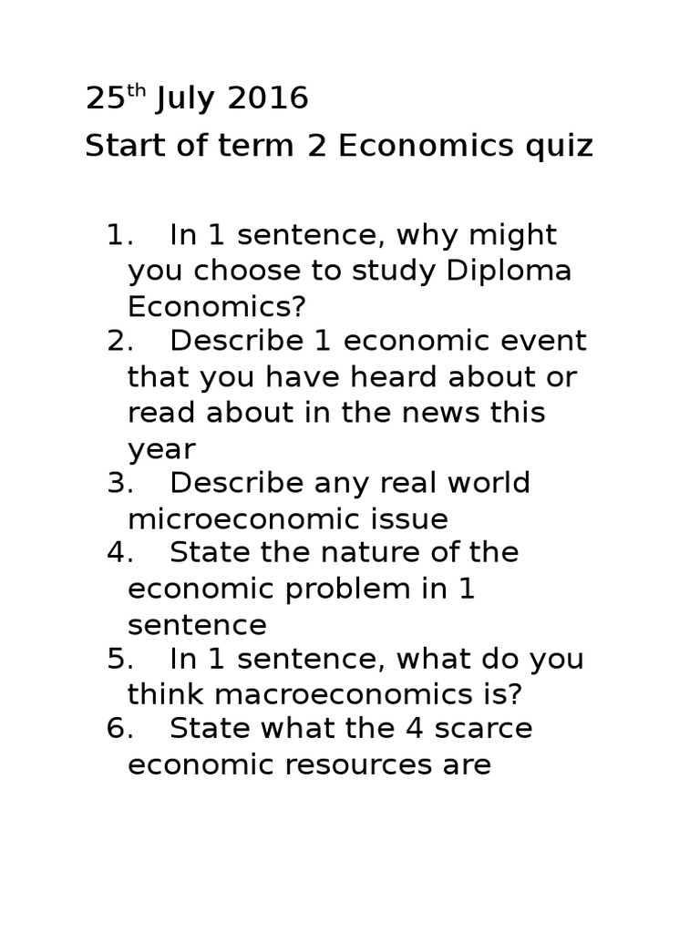 Economics Quiz | PDF