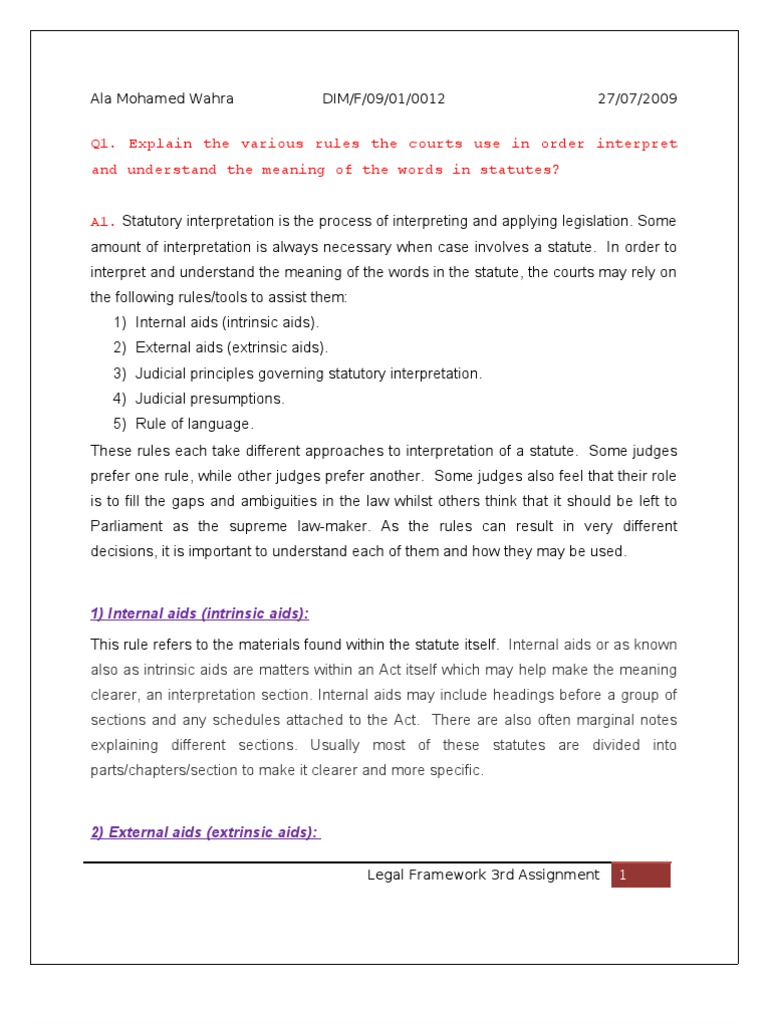 Court Rules for Statutory Interpretation | PDF | Plain Meaning Rule ...