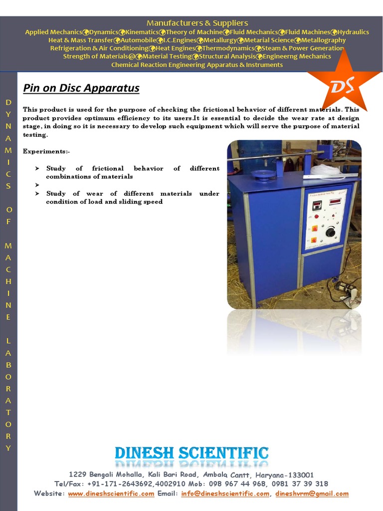 Pin On Disc Apparatus | PDF