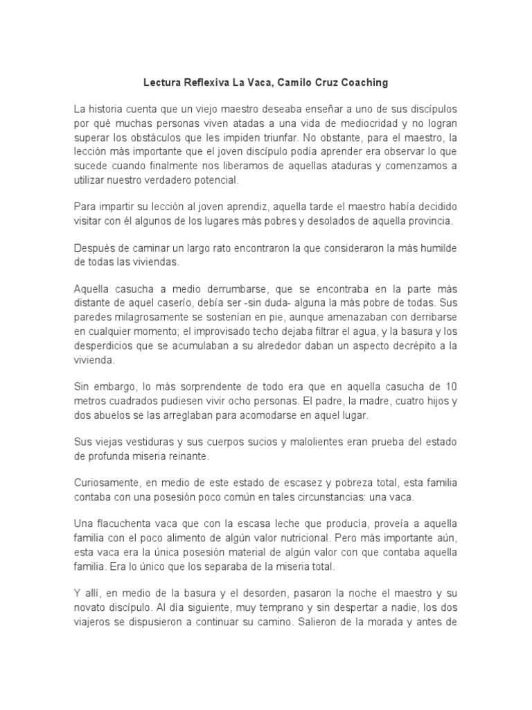 Lectura La Vaca | PDF | Vacas | Pobreza