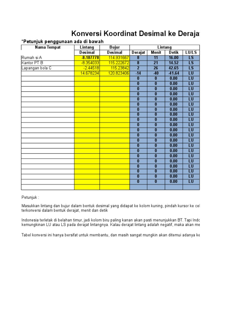 Konversi Desimal Ke Derajat Menit Detik Dan Sebaliknya | PDF