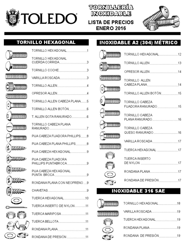 Catalogo Tornillos | PDF | Tornillo | Ingeniería mecánica