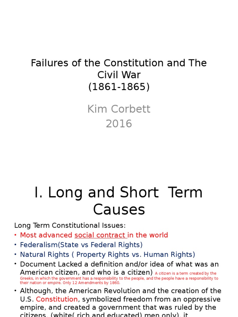 The Failures of The Constitution and The Civl War | PDF ...