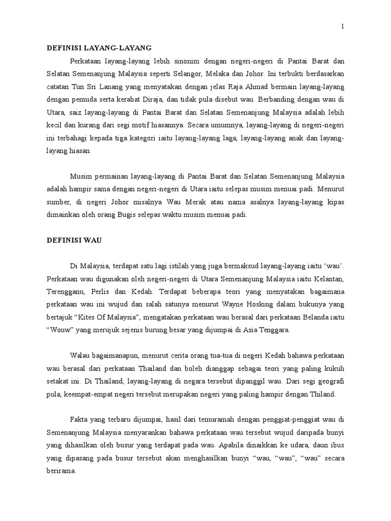 Permainan Tradisional Wau Layang Layang | PDF