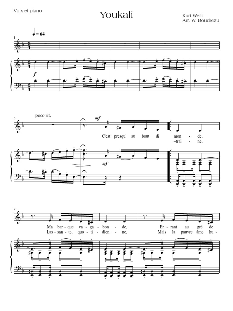Youkali Voix Et Piano | PDF
