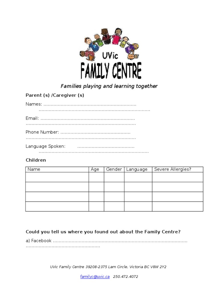 Family Engagement at UVic Centre | PDF | Games & Activities | Language ...