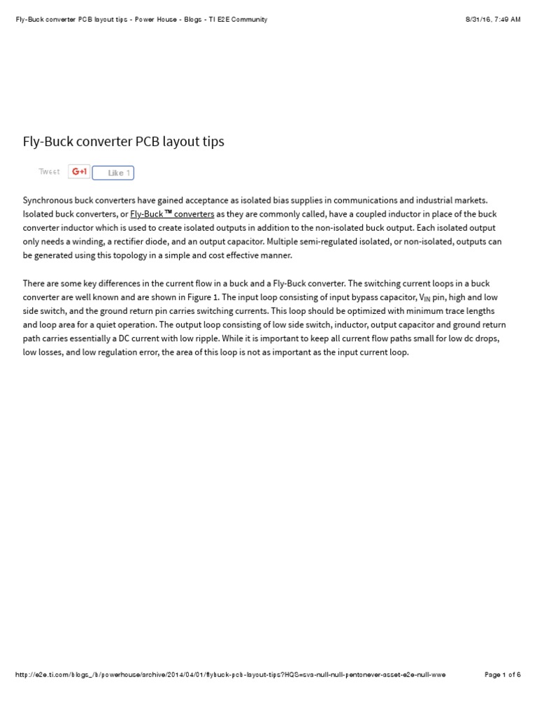 Fly-Buck Converter PCB Layout Tips | PDF | Force | Electricity
