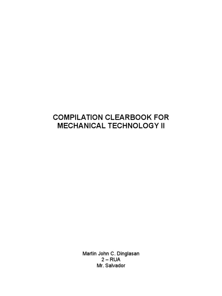 Compilation Clearbook For Mechanical Technology Ii: Martin John C ...