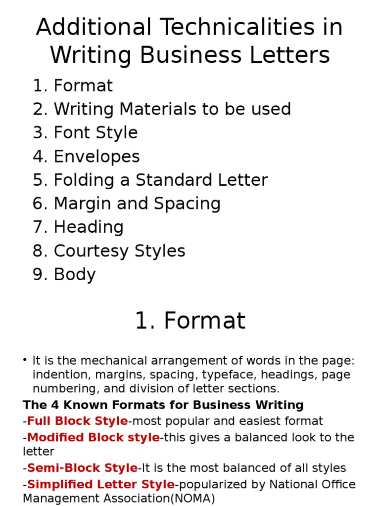 Additional Technicalities in Writing Business Letters | PDF | Text ...