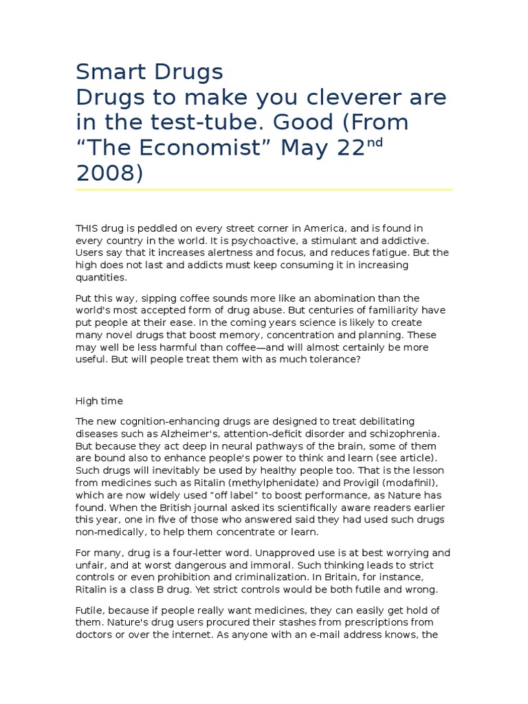 Smart Drugs: Enhancing Cognition Safely | PDF | Pharmaceutical Drug ...