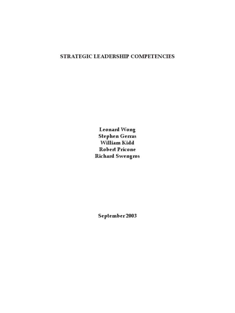 Strategic Leadership Competencies PDF | PDF