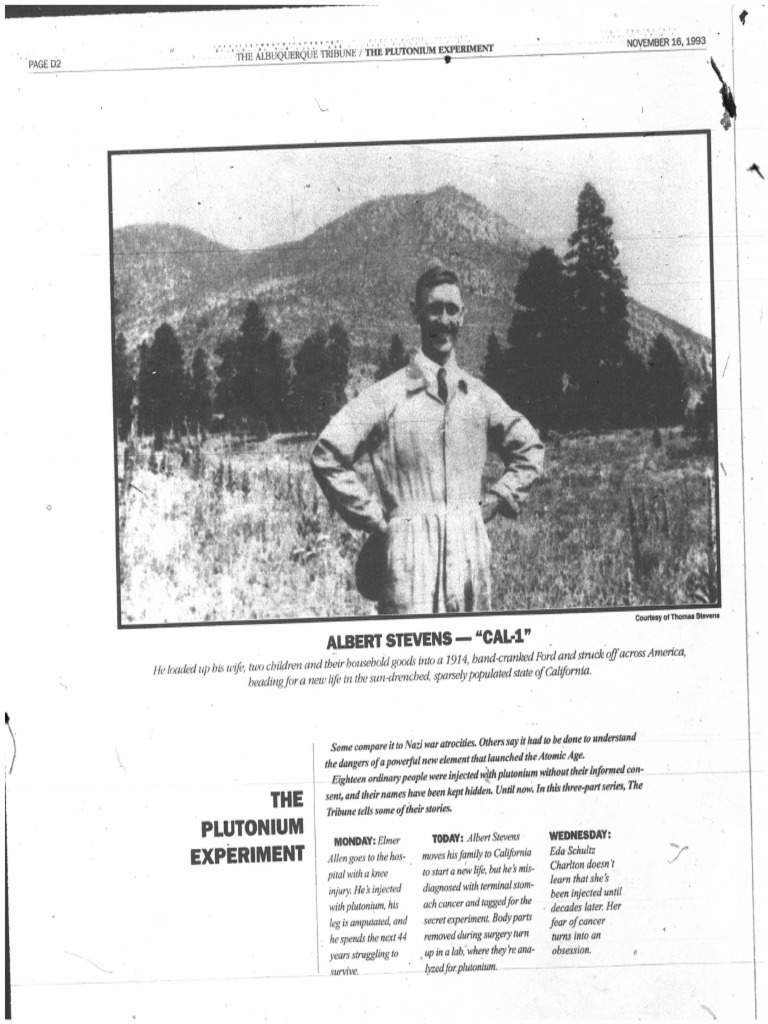 The Plutonium Experiments: Albert Stevens | PDF