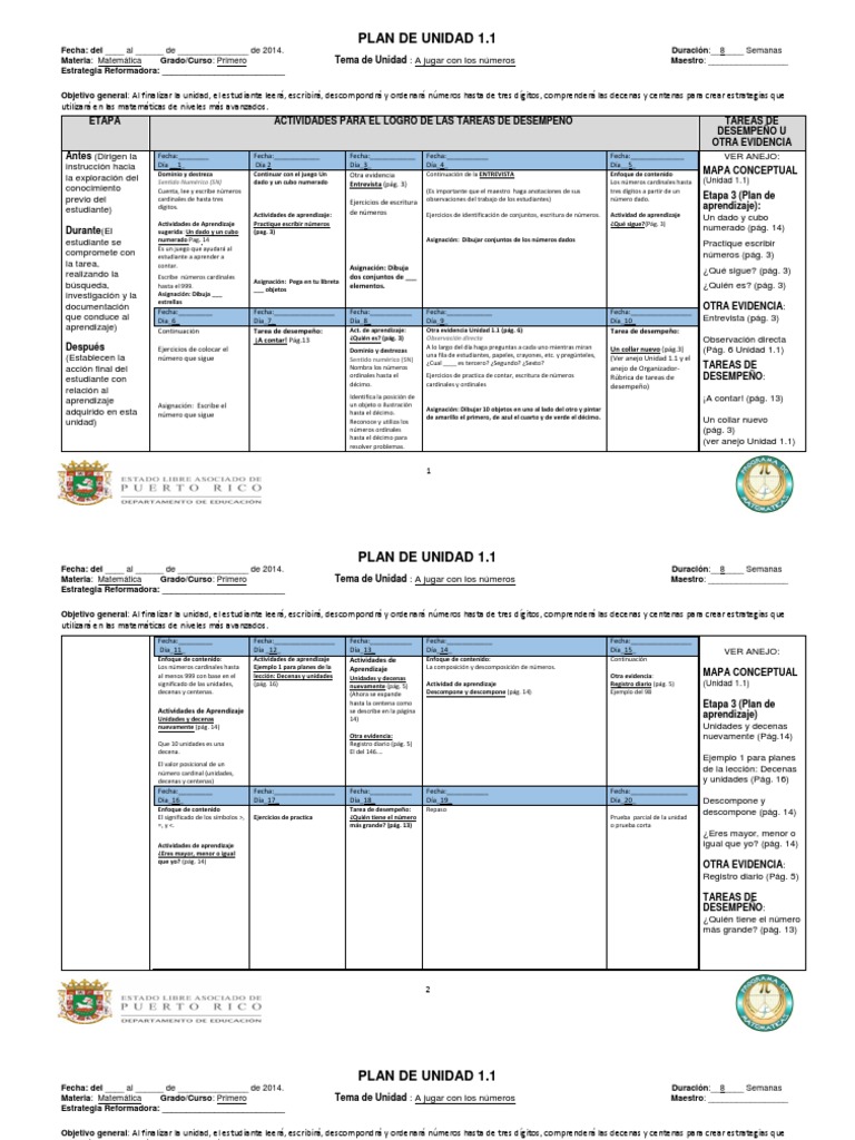Modelo de Planificacion Primer Grado PDF | PDF | Fracción (Matemáticas ...