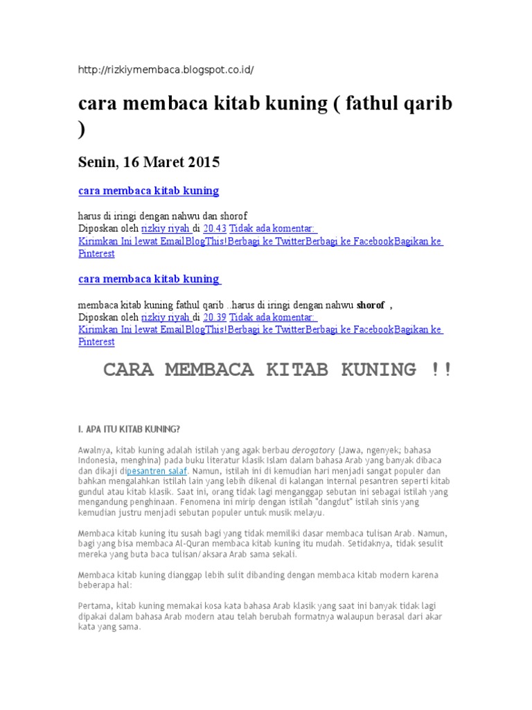 Cara Membaca Kitab Kuning | PDF | Agama & Spiritualitas