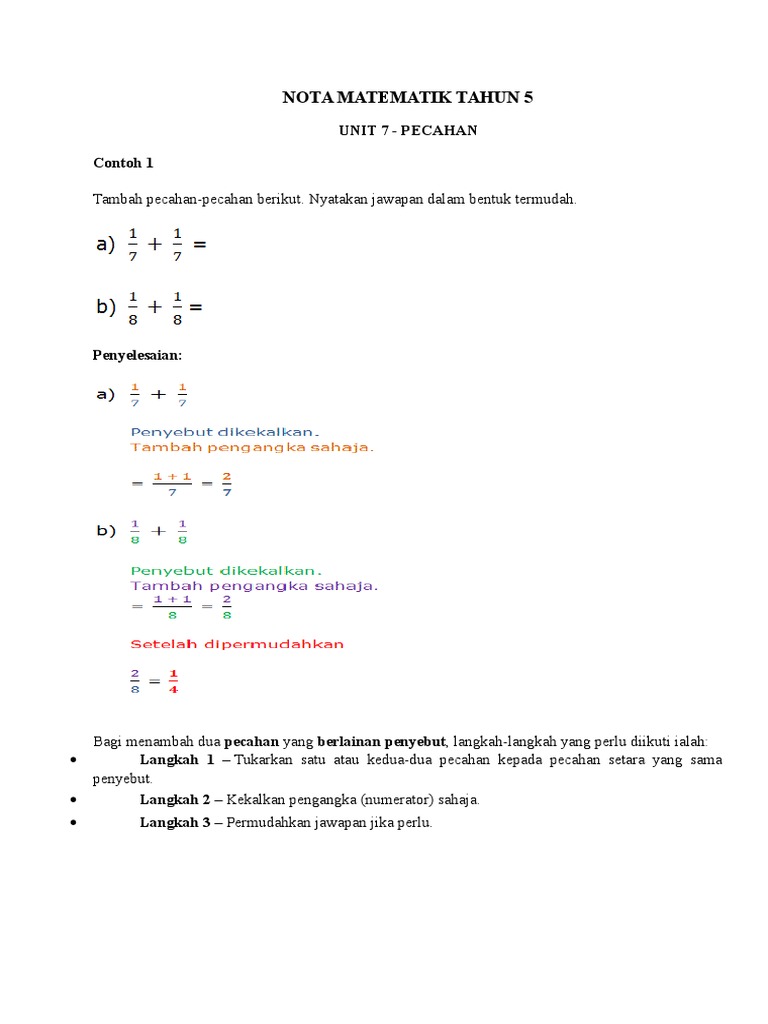 Nota Matematik Tahun 5 | PDF