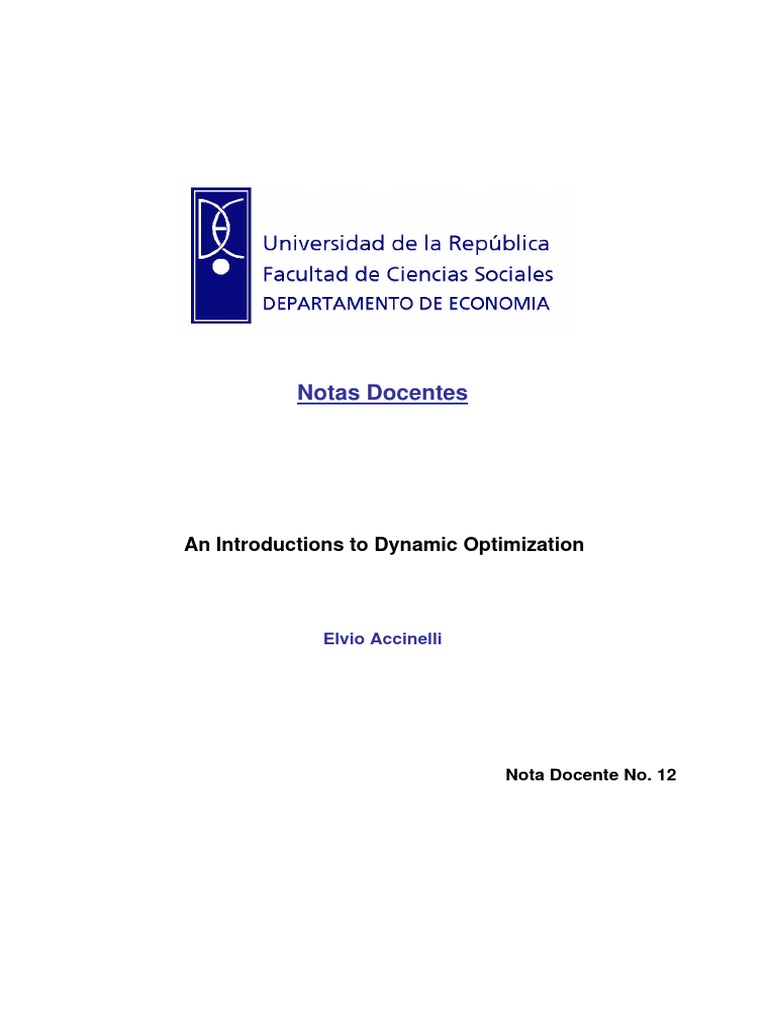 An Introduction To Dynamic Optimization | PDF | Optimal Control | Mathematical Optimization