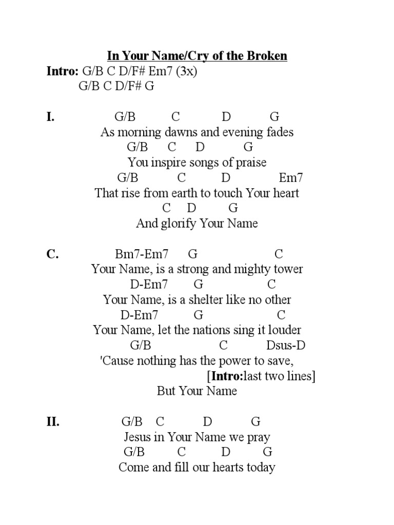In Your Name Cry of The Broken | PDF | Language Arts & Discipline ...