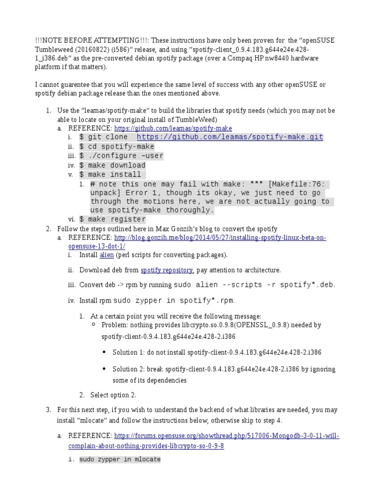 Install Spotify On OpenSuse Tumbleweed | PDF | Free Software | Utility ...