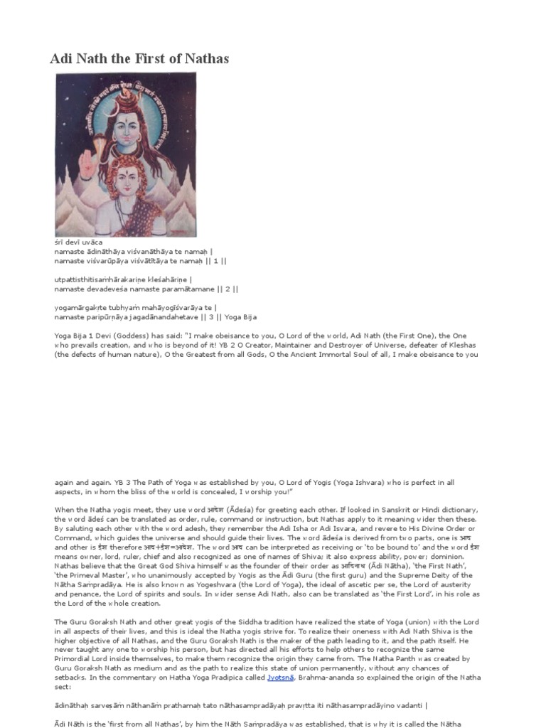 Origins and Teachings of Adi Nath | PDF | Maya (Illusion) | Yoga