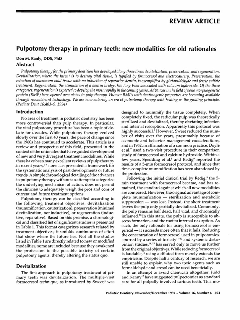 Review Article: Don M. Ranly, DDS, PHD | PDF | Bone | Dentin