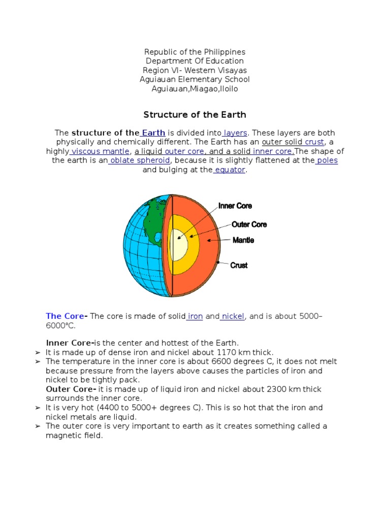 Structure of the Earth Explained | PDF | Crust (Geology) | Structure Of ...