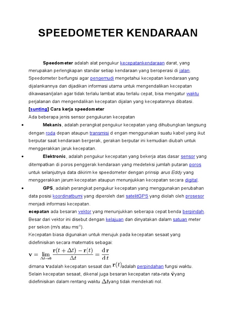 Speedometer Kendaraan | PDF