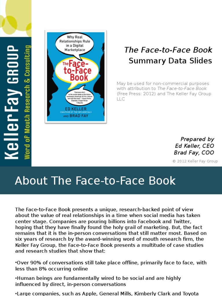 The Face-to-Face Book: Summary Data Slides | PDF | Advertising | Mass Media