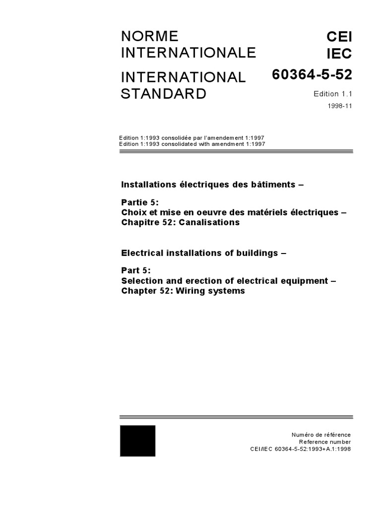 Iec60364 5 52 | PDF | Installation électrique | Câble