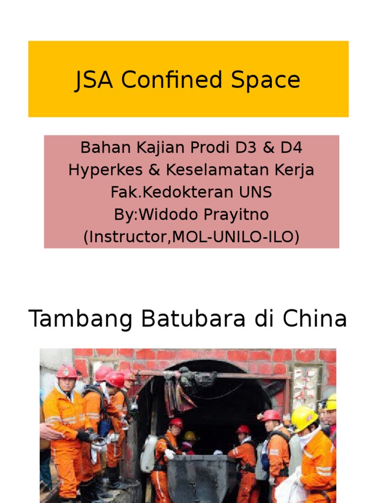 JSA Confined Space | PDF