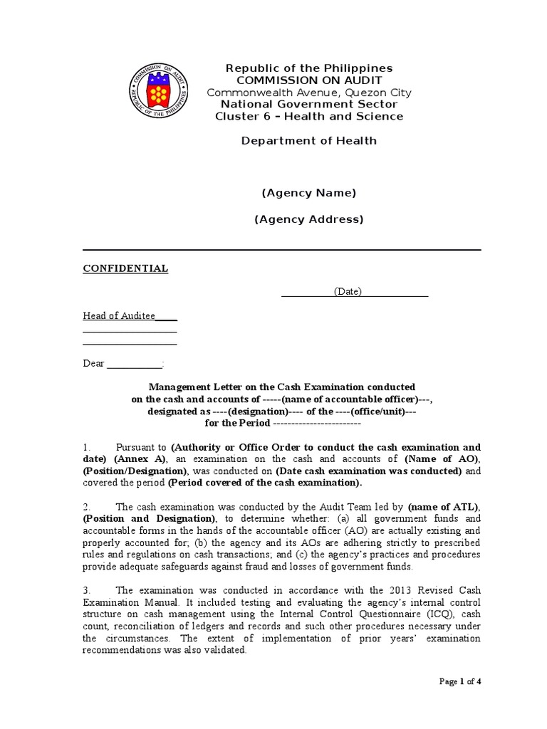 G - Cash Examination Report Template MDJ 110713 | Download Free PDF ...