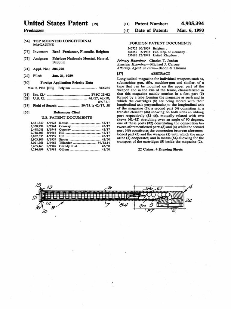 P90 Magazine Patent US4905394 | PDF