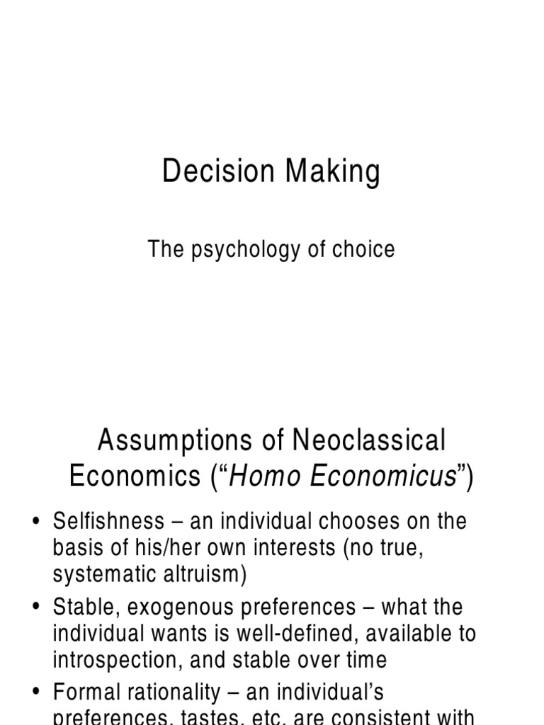 Decision Making: The Psychology of Choice | PDF | Utility | Scientific ...