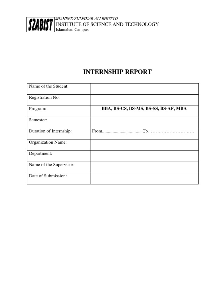 Internship Report Format | PDF