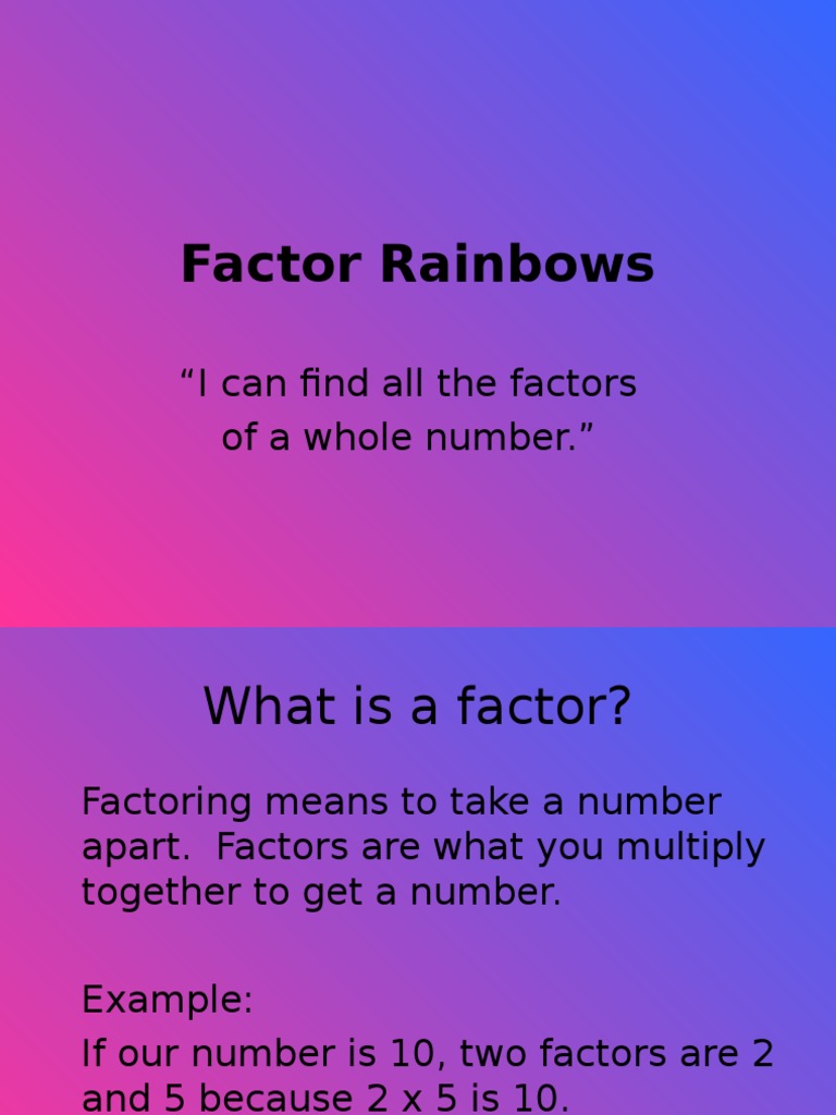 Factor Rainbows | PDF