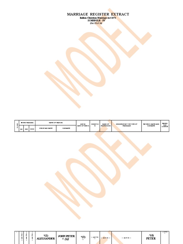 Model Form For Marriage Extract With Correction(s) | PDF