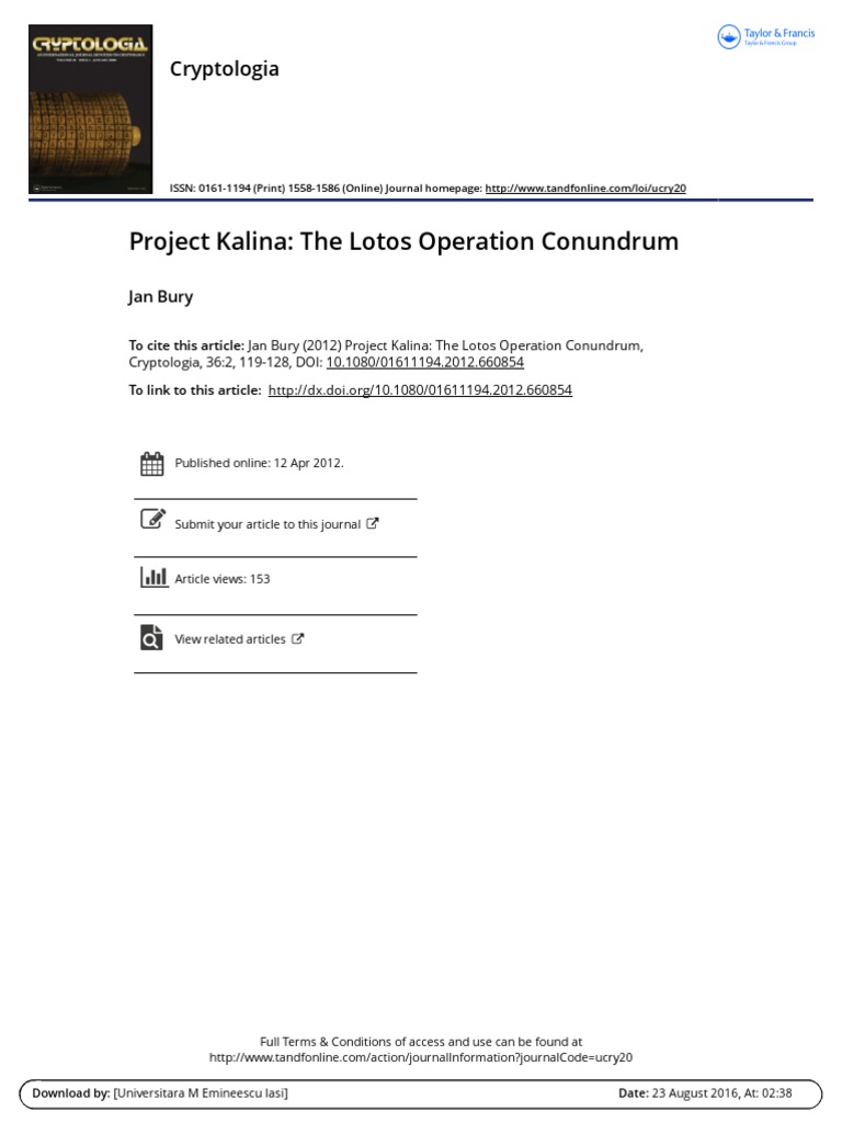 Project Kalina The Lotos Operation Conundrum | PDF | Signals ...