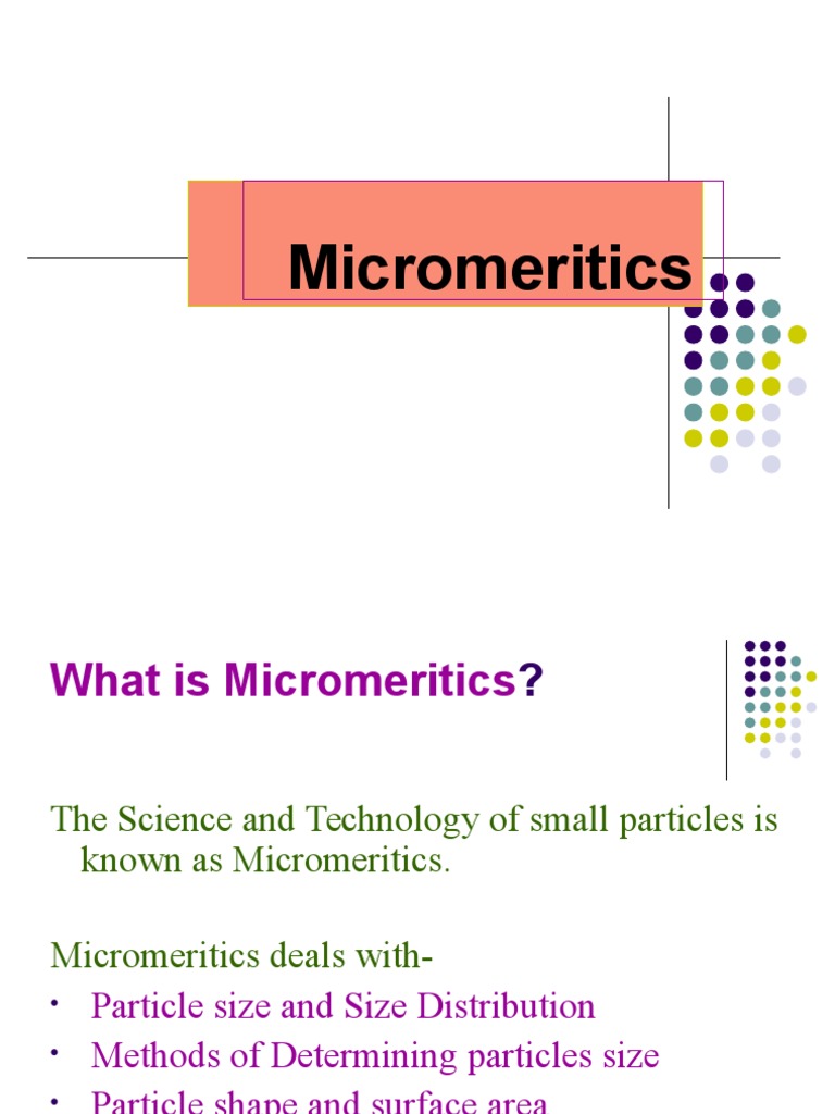 Micromeritics | PDF | Tablet (Pharmacy) | Density