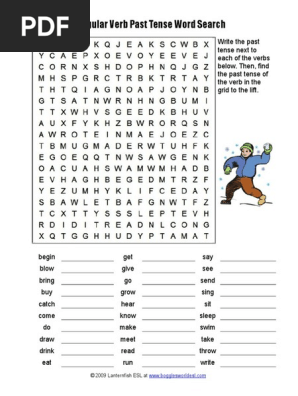 Printable Irregular Verbs Bingo - Imperative / Simple Past / Past ...