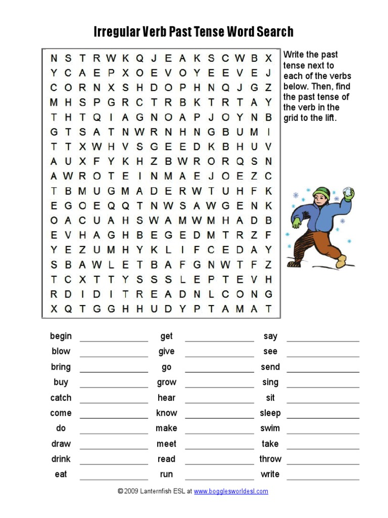 Irregular Verb Past Tense Word Search | PDF