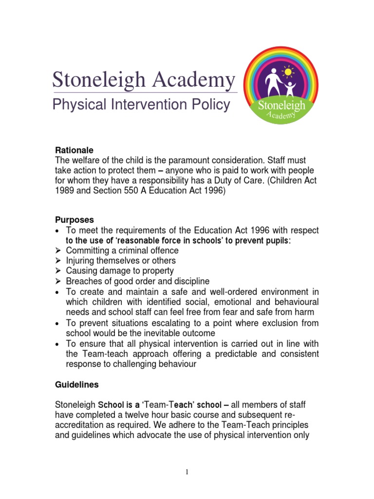 Physical Intervention Policy | PDF