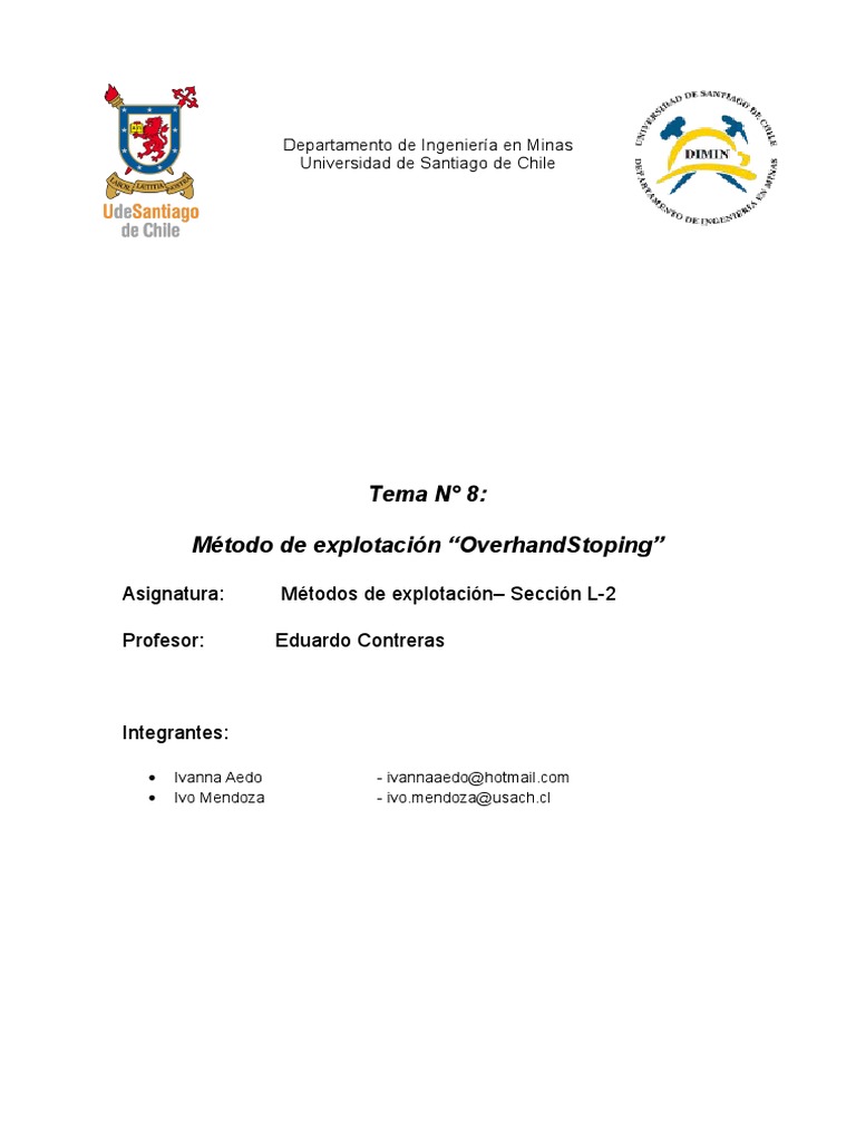 Overhand Stoping | PDF | Chimenea | Minería
