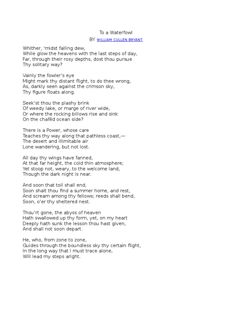 To a Waterfowl | PDF