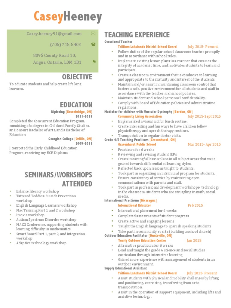 Casey Heeney Resume | PDF | Individualized Education Program | Teachers