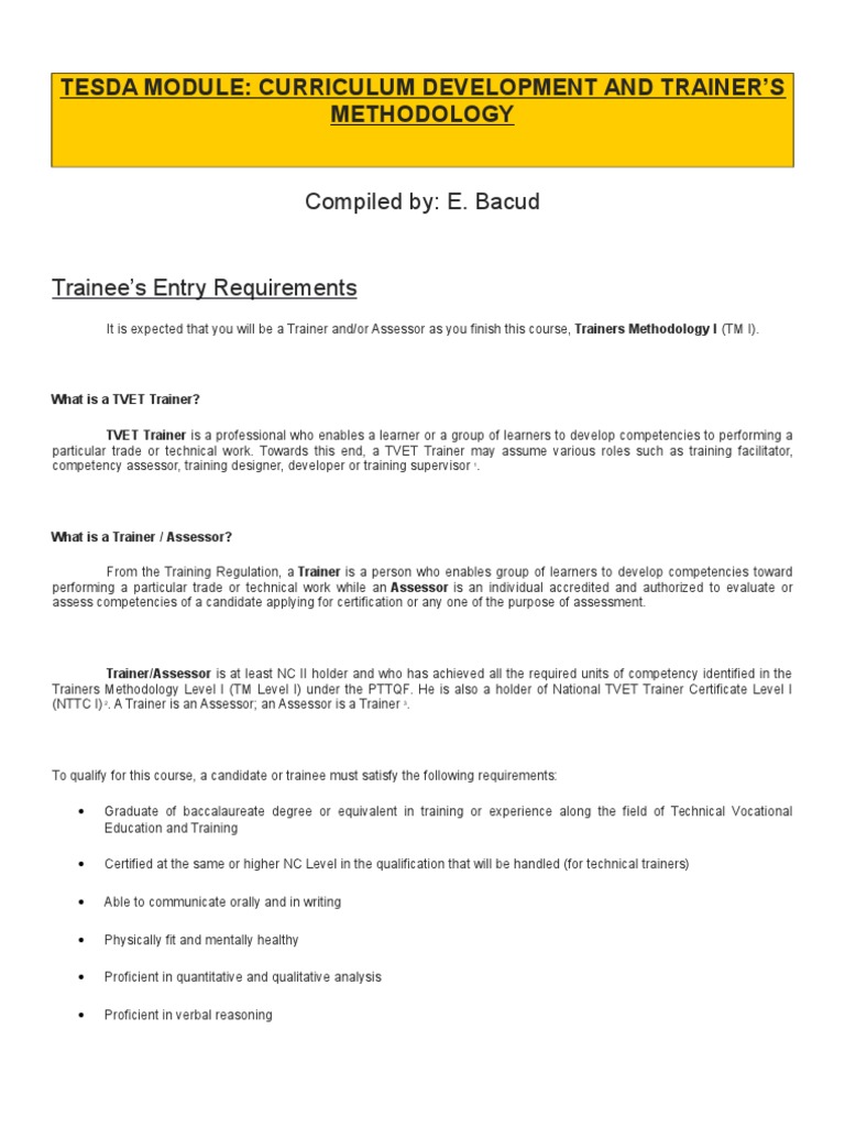 Tesda Module | PDF | Learning Styles | Educational Assessment