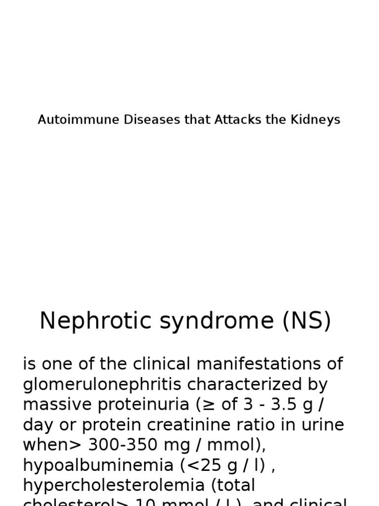 Autoimmune Diseases That Attacks The Kidneys | PDF